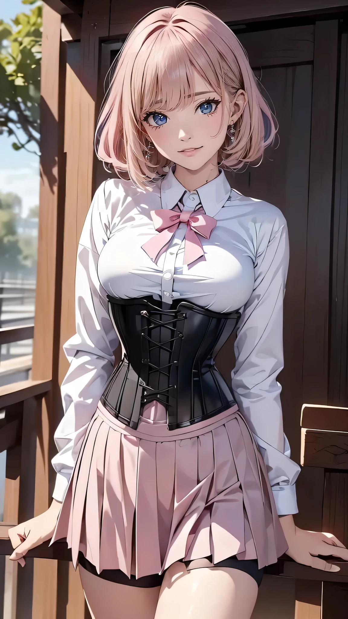 Anime girl in a corset posing for a picture - SeaArt AI