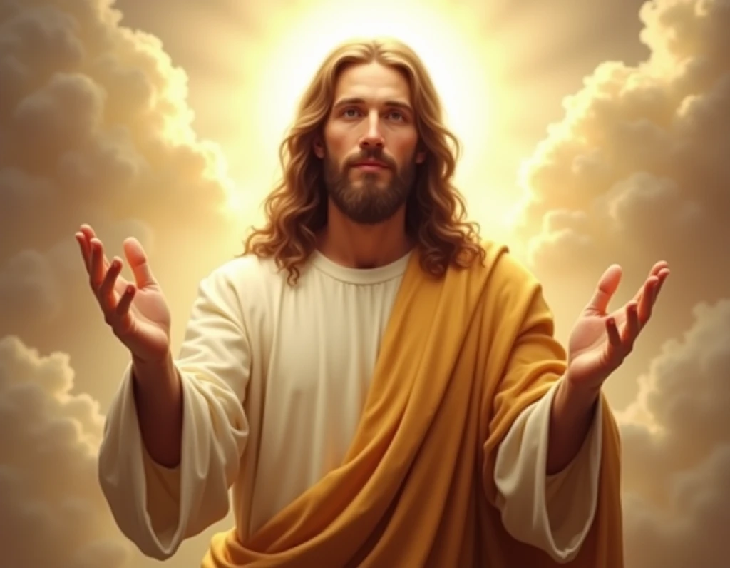Jesus, looking directly at me with a serene expression full of love ...