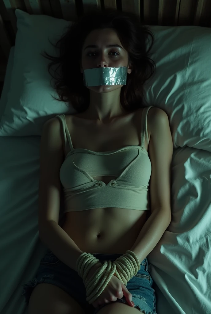 Mouth Tape Gagged Girl In Bed Tied Seaart Ai