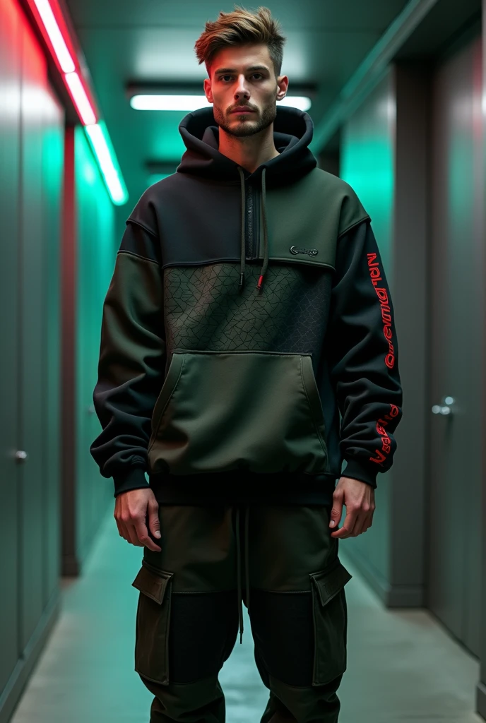 A confident male model showcasing a bold, oversize streetwear outfit ...
