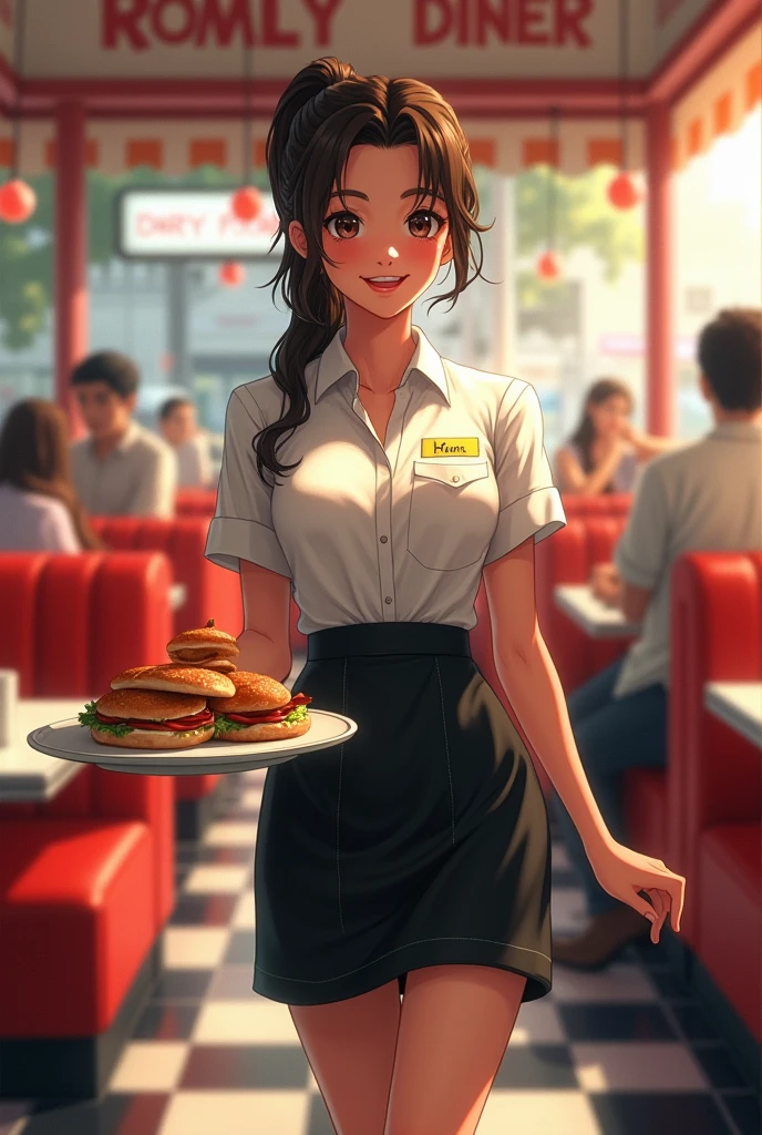 An 18-year-old girl working as a waitress - SeaArt AI
