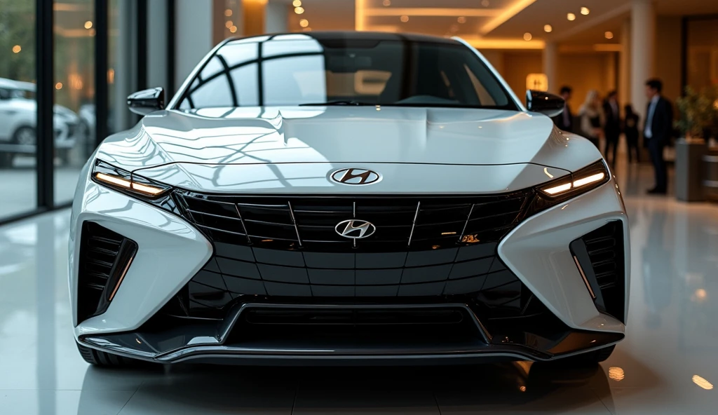 Front view of painted white with shiny clour 2025 Hyundai Ioniq 7 sleek ...
