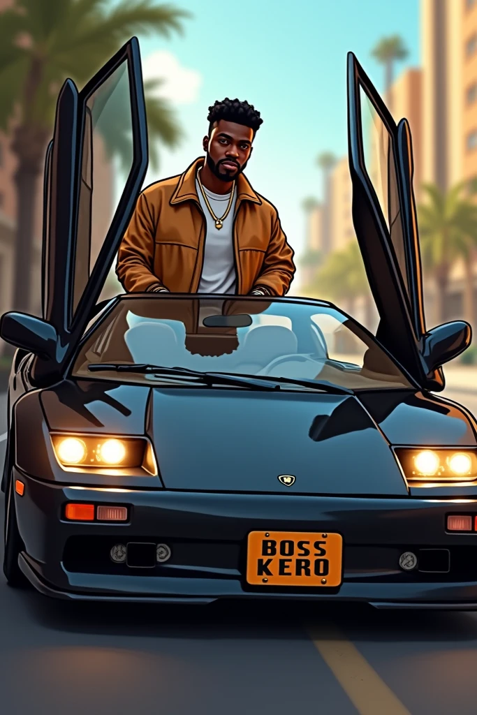 Create an animated illustration of a young Black man getting out of his ...