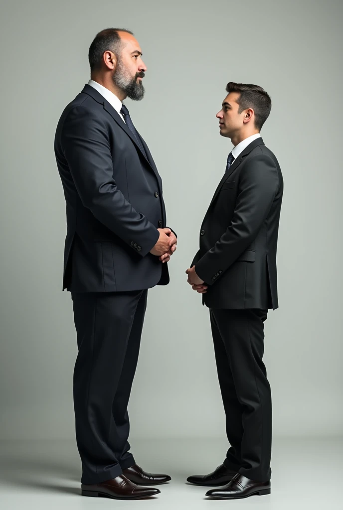 A very tall male businessman with a slight beard and a very small ...