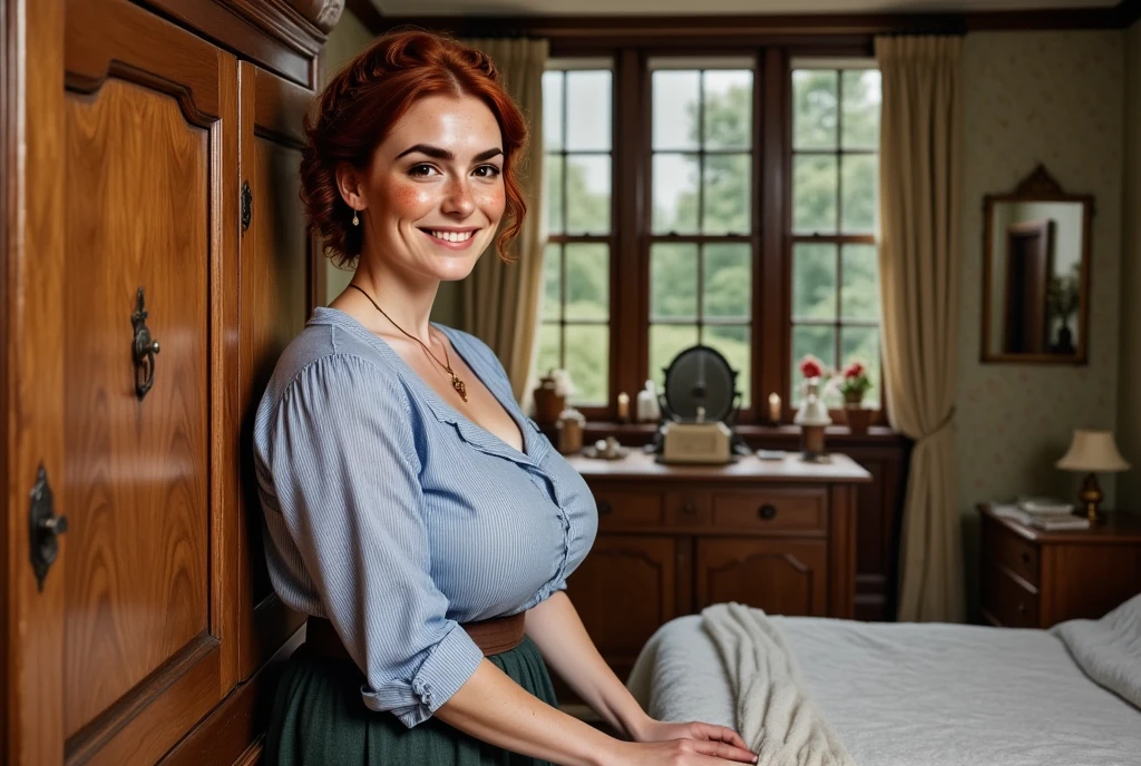 Photorealistic picture featuring a beautiful british woman posing next ...