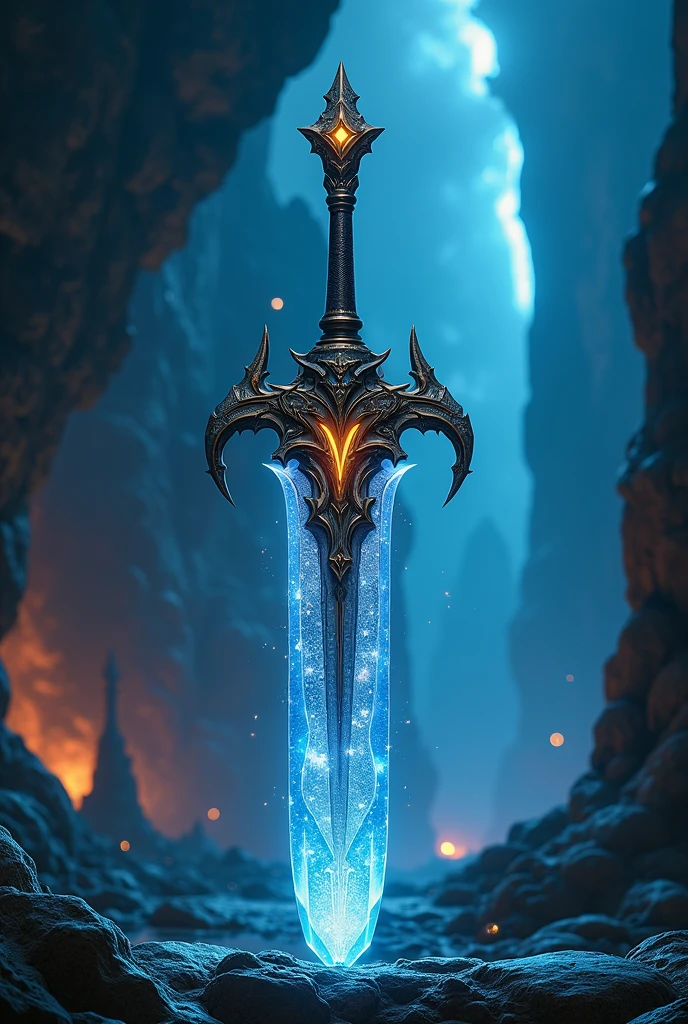 Magic sword with stars set into its blade， The handle is made of ...