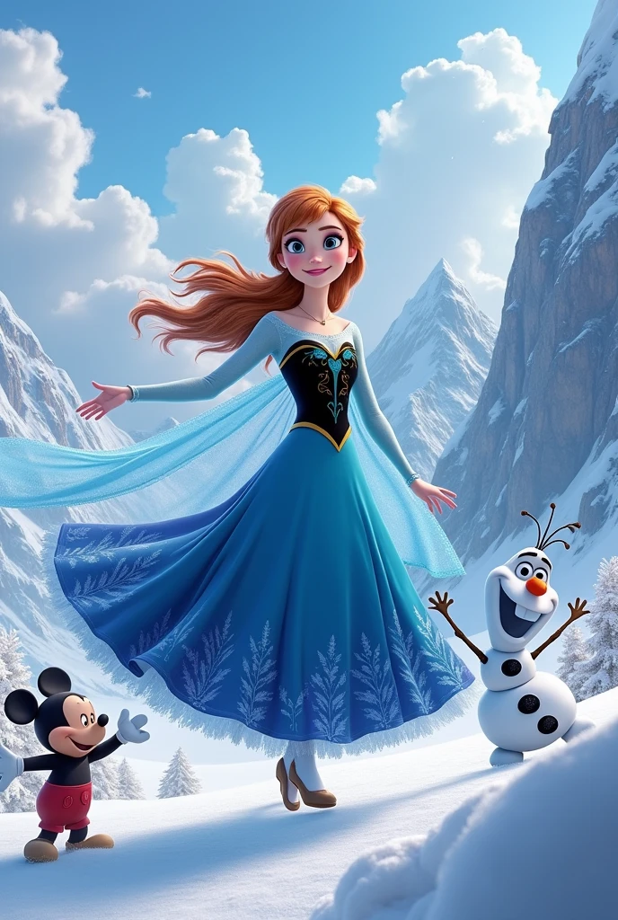 Princess Anna Freckles Dancing in a snowy landscape , a confident smile ...