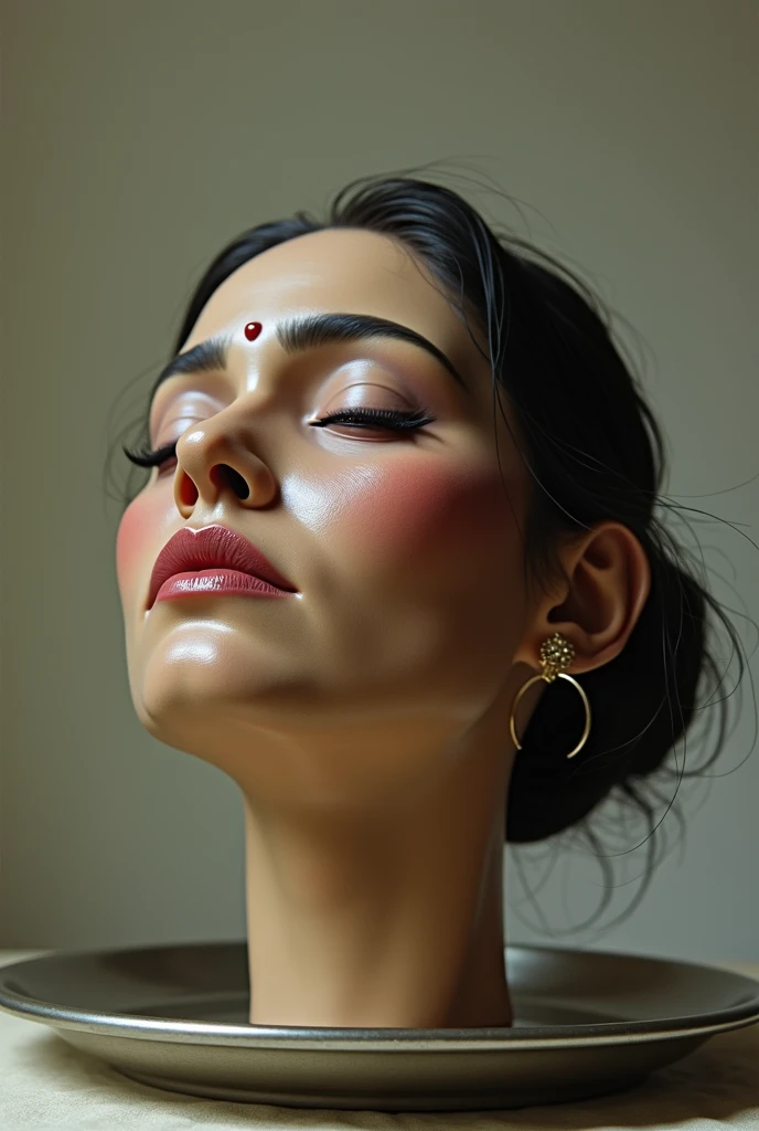 ((Indian Woman Disembodied head with beautiful face wearing makeup ...