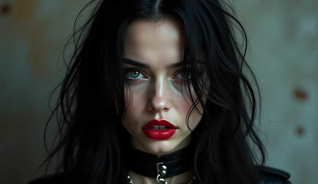 Luis Royo Style young woman, black leather rock style, very white skin ...