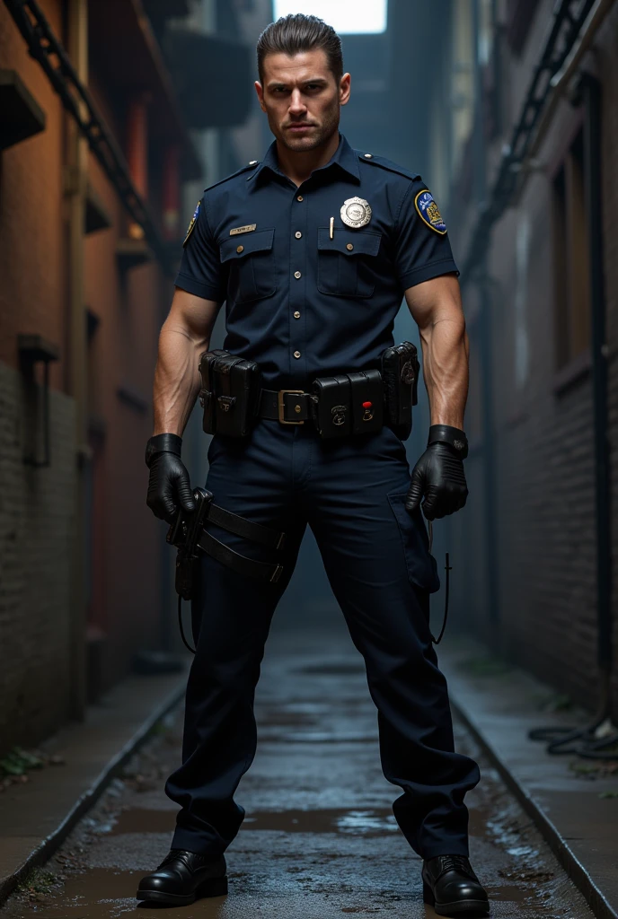A sexy and manly 35 year old tall muscular cop - SeaArt AI
