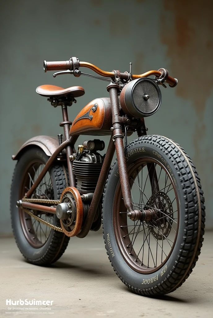 Show me a bike with a sewing machine motor and a men's belt instead of ...