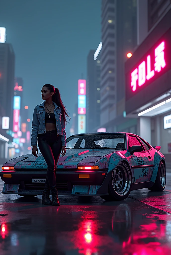 Toyota Celica phonk style next to a girl - SeaArt AI