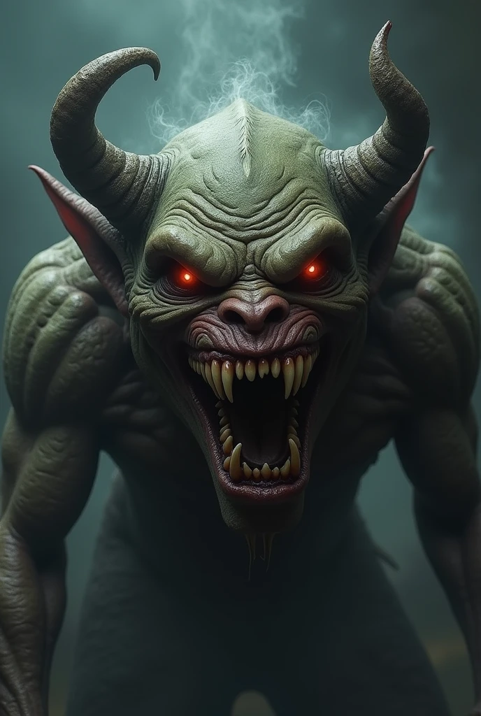 Troll face demon, Devilish smile, two layers of teeth, horror - SeaArt AI