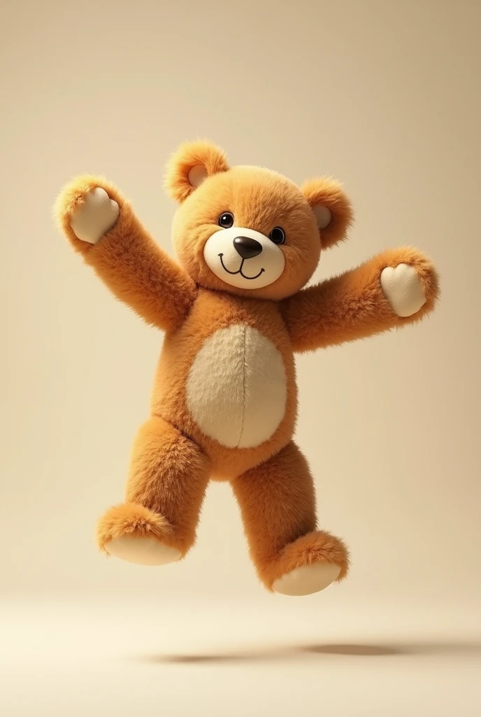 Teddy bear jumping and stretching hands and feet with long legs and ...