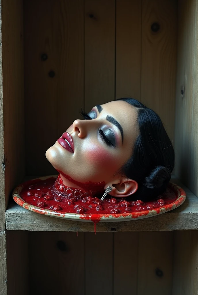 ((India beautiful Bride disembodied head on Platter on shelf - SeaArt AI