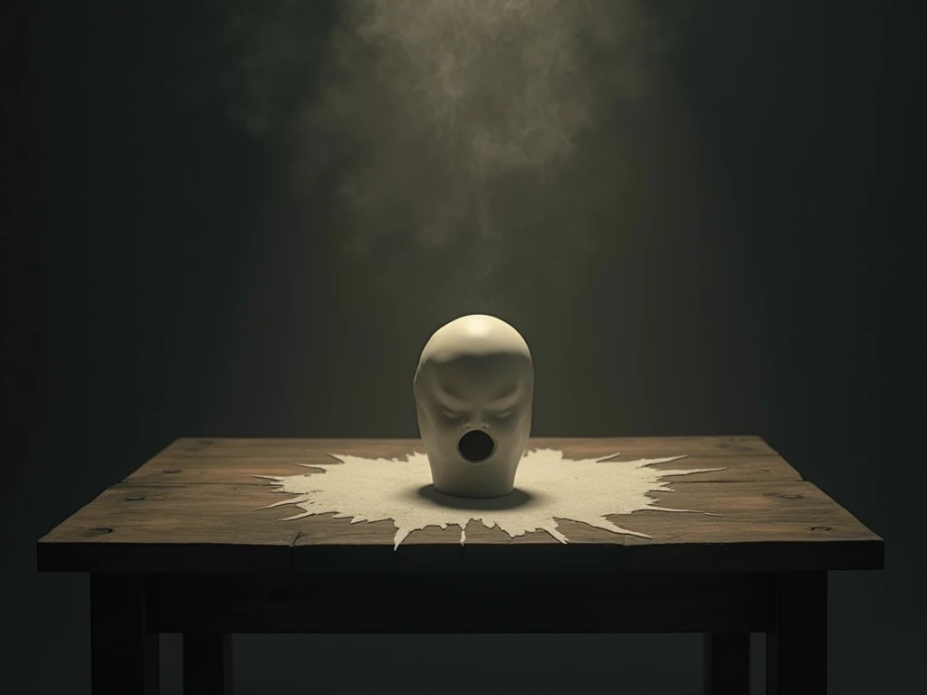 An object slowly disappearing from the table, as if "Decide - SeaArt AI