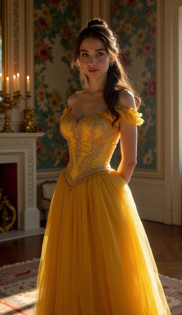 Full figure shot of an innocent and demure figure, a French Italian ...