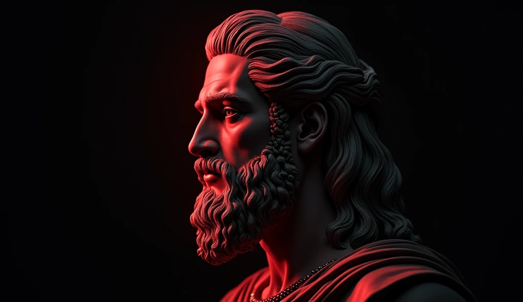 Ultra-realistic image of Marcus Aurelius's face, profile, long flowing ...