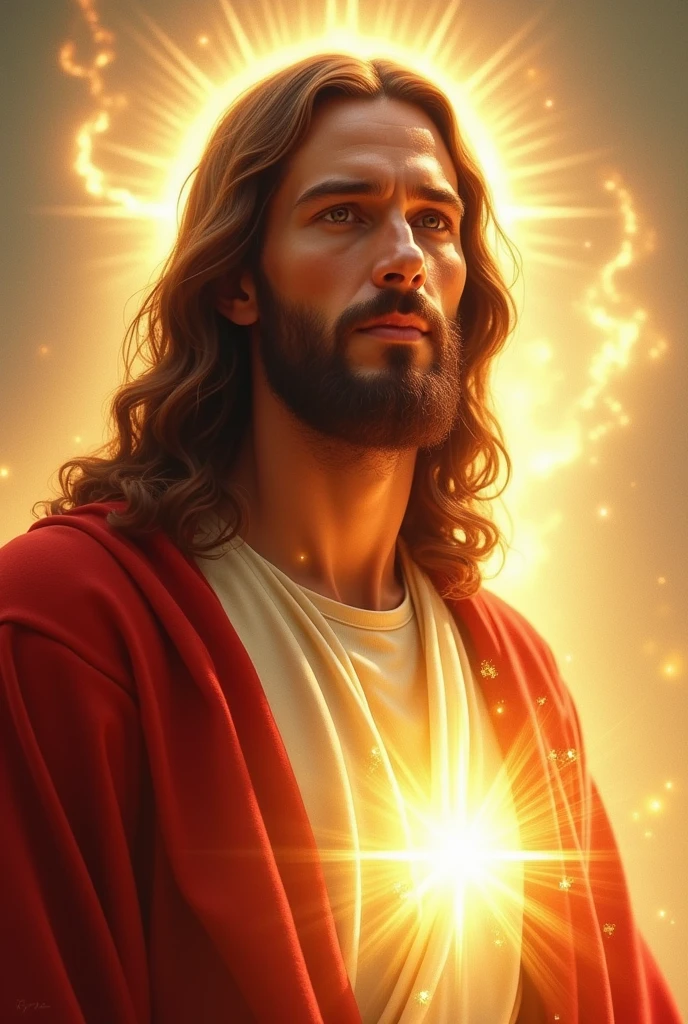 Realistic image of Jesus made of bright light ,Brilliant hair - SeaArt AI
