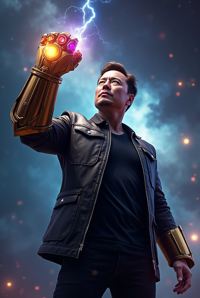 Elon musk with the Marvel Infinity Glove - SeaArt AI