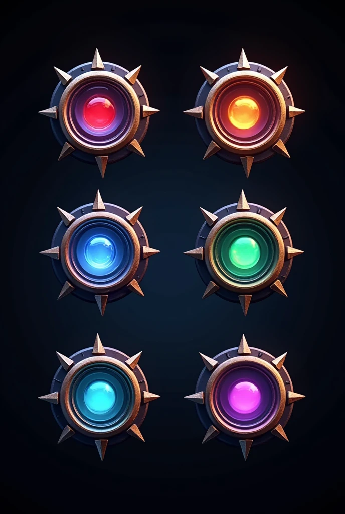 "Design a set of modern gaming buttons in 3D game icon, hit counter ...