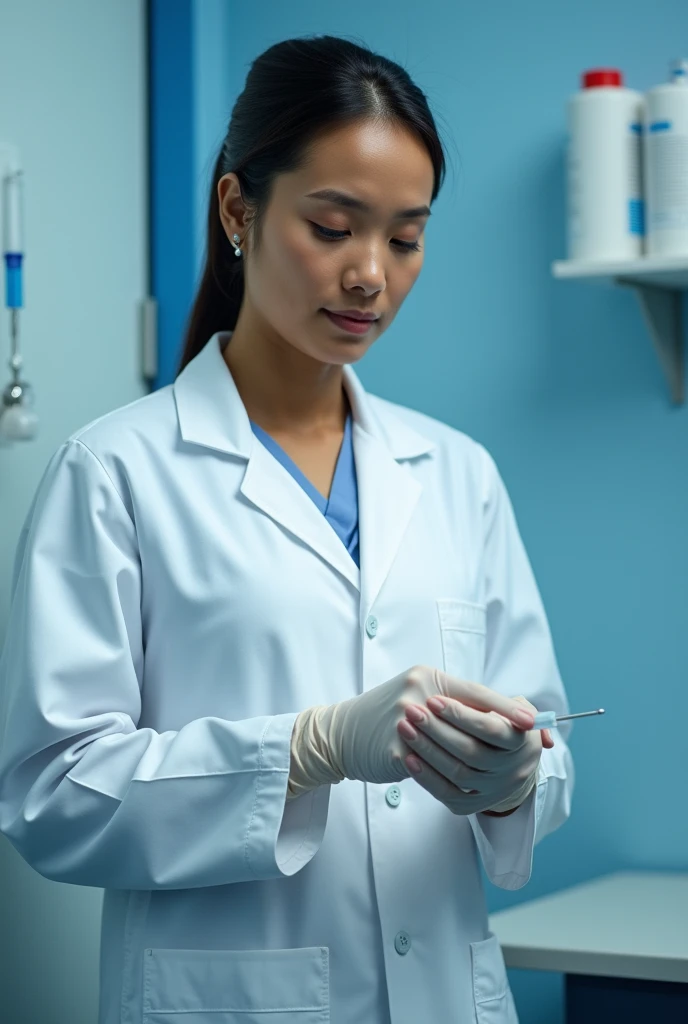 Health professional in action , wearing lab coat and gloves - SeaArt AI
