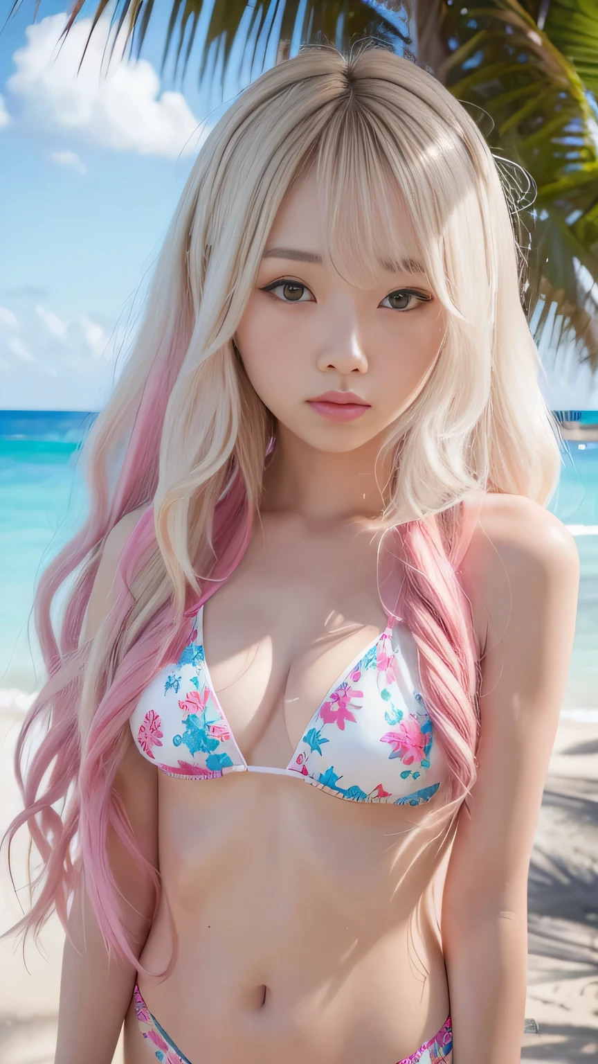 A Close Up Of A Woman With Pink Hair Wearing A Bikini Seaart Ai