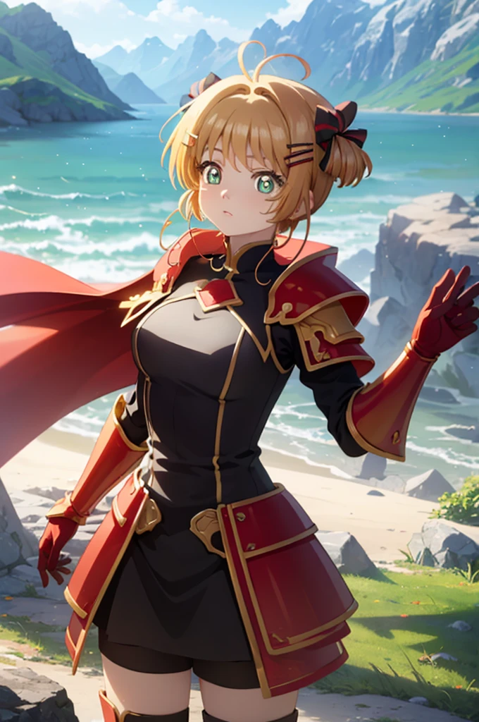 A beautiful girl in armor walking near a lake, anime girl, Kinomoto ...