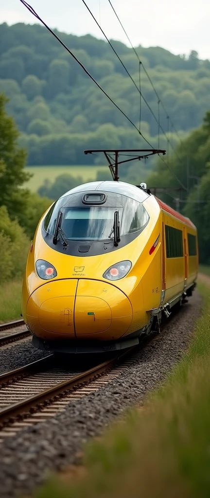 Yellow TGV Postal Train Running - SeaArt AI