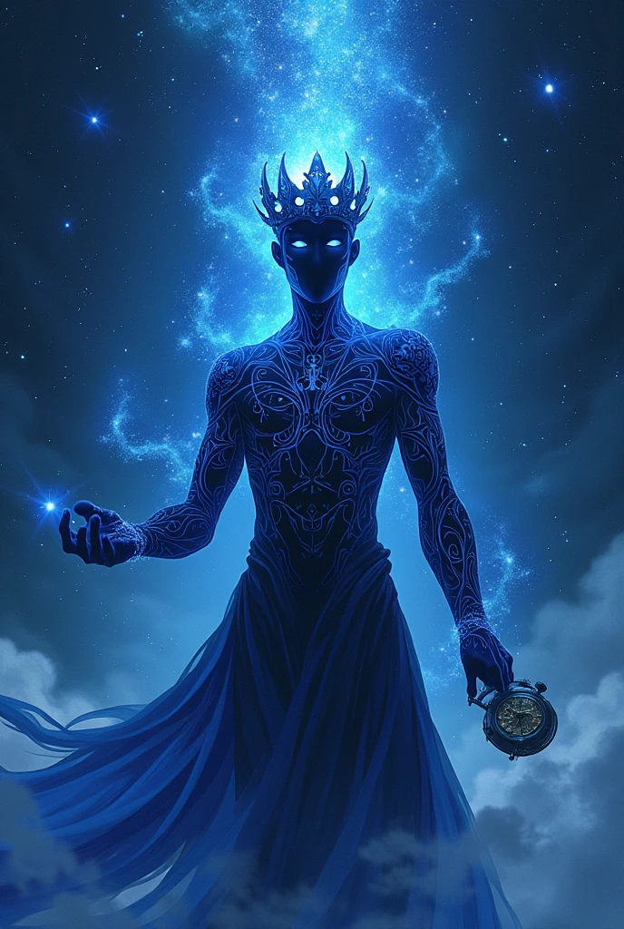 Draw a male anime character , it is a cosmic entity , Made of space ...