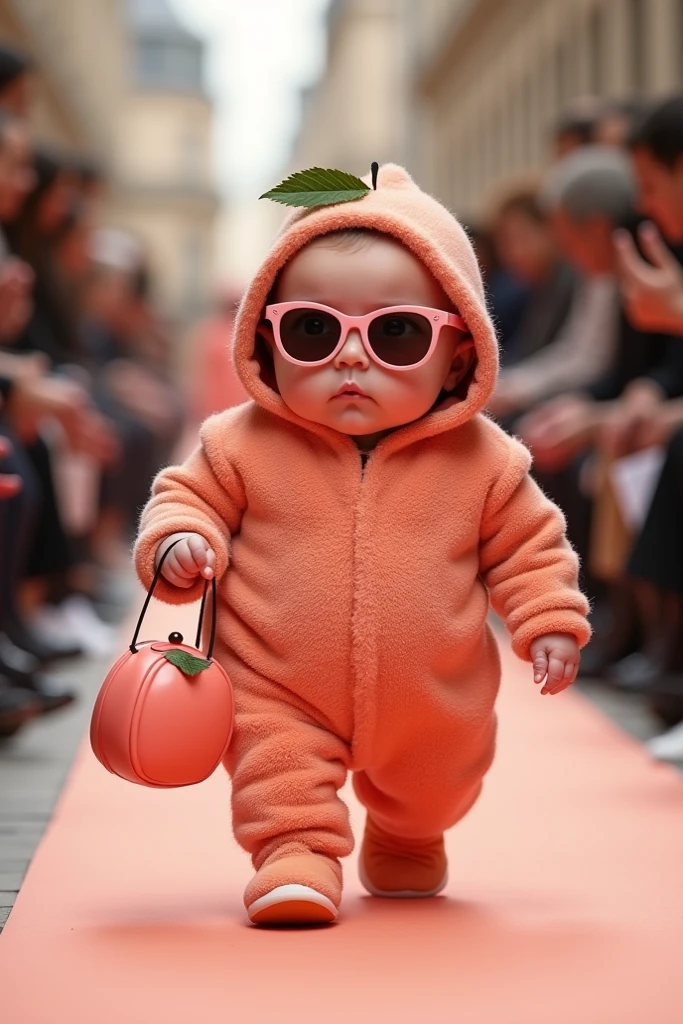 An incredibly fat baby cosplaying as a fuzzy red, their round body ...