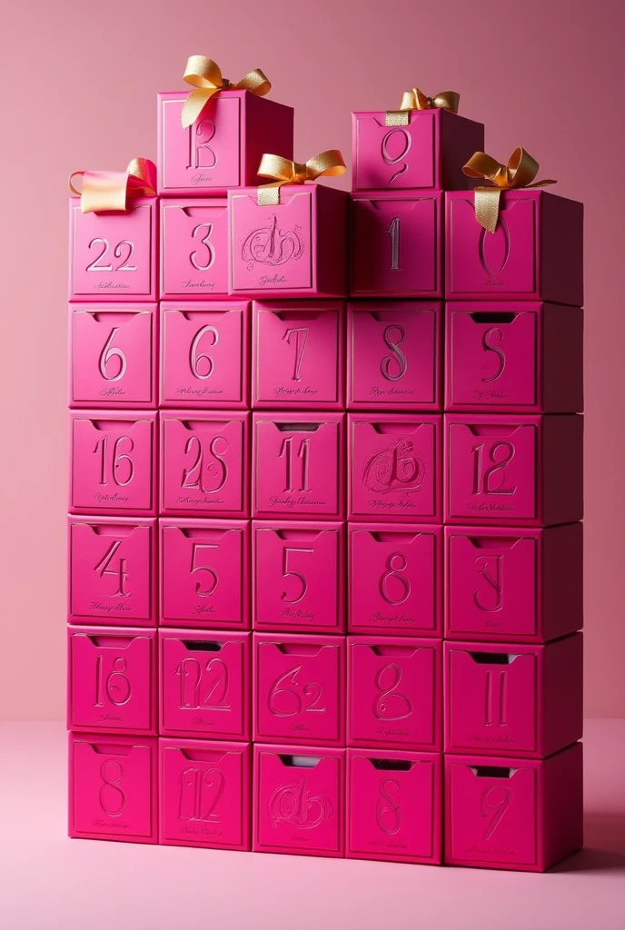 Create me an advent calendar of 31 completely pink / fuchsia Barbie ...