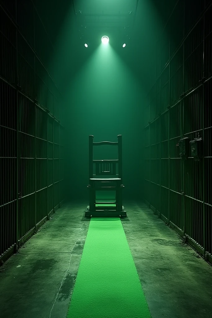 Theater stage of the play Green Mile, a green path in the middle with ...
