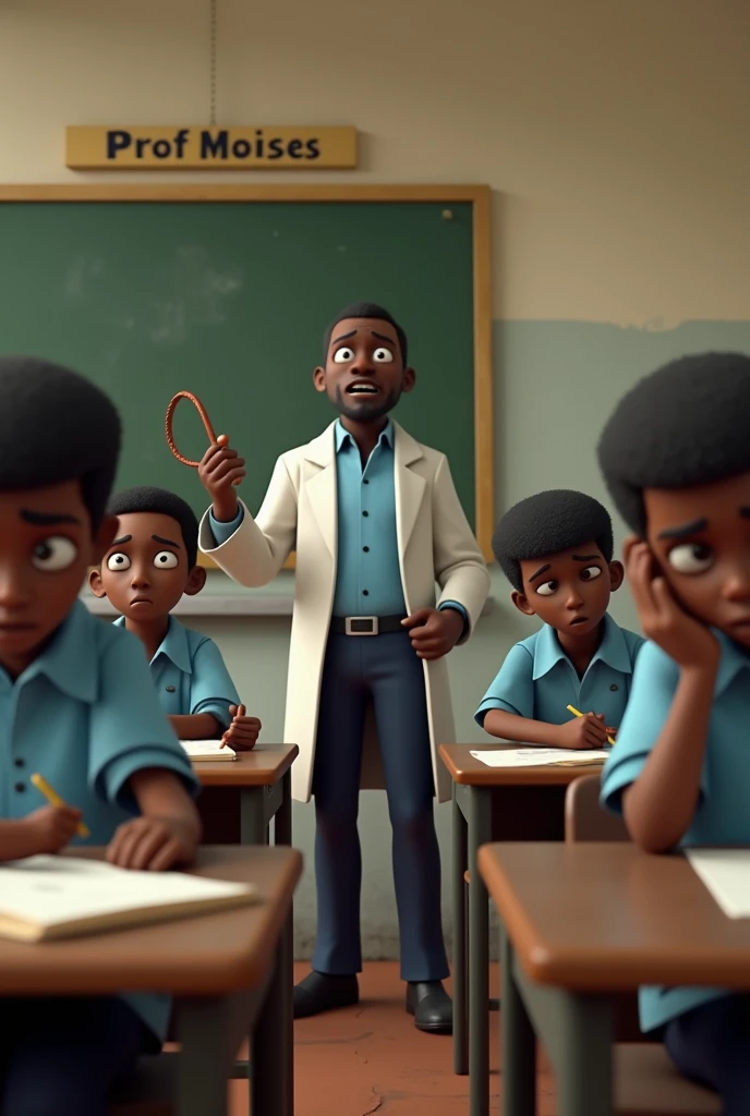 Generate an animated 3D image of a classroom with poor wallets like in ...