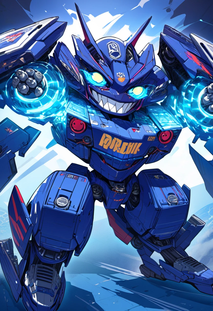 Chibi, super deformed, mecha, grin, evil smile, cool pose, ultra ...