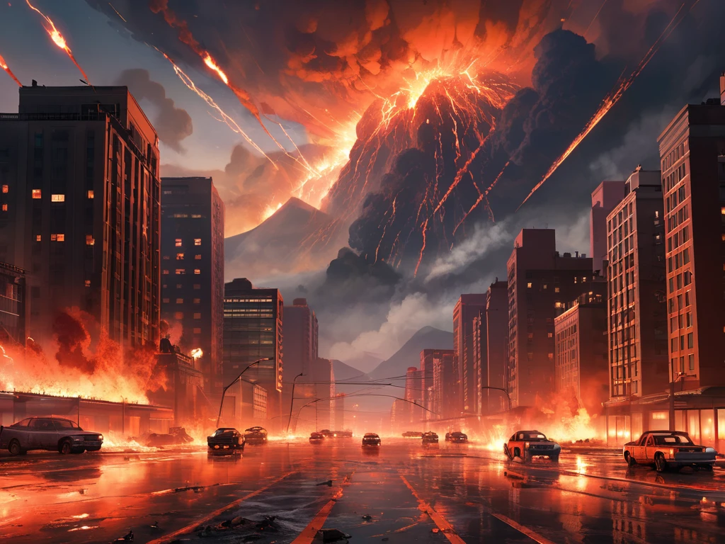 ** Prompt for Apocalyptic Meteor Scene :** a cityscape at dusk - SeaArt AI
