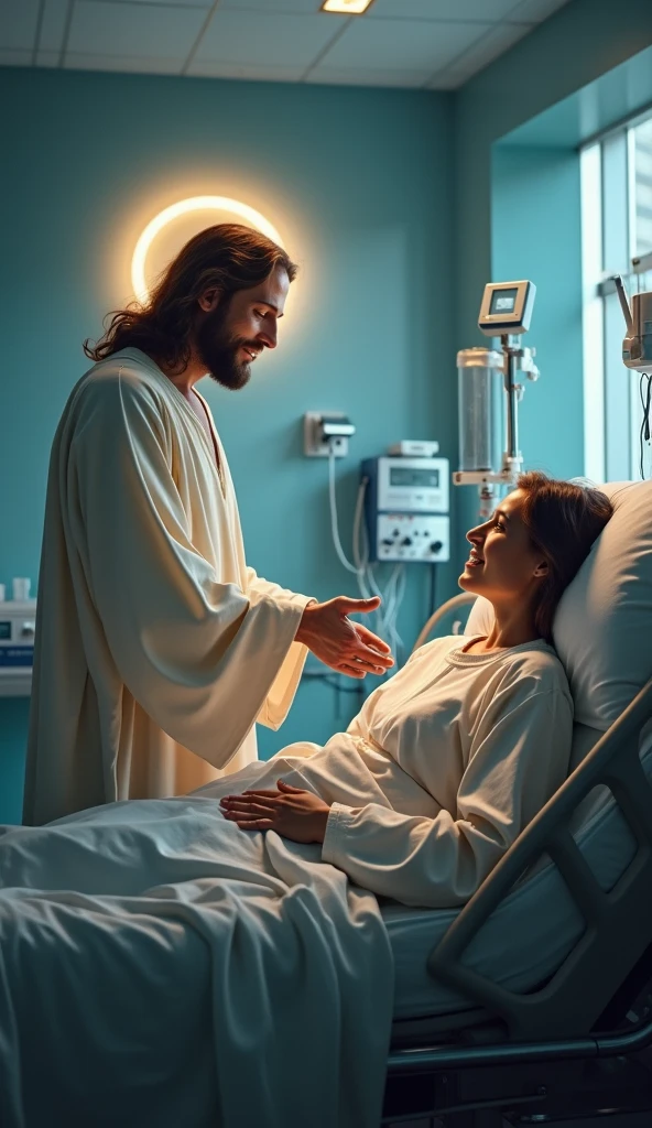 Create this ultra-realistic image of Jesus supporting a sick - SeaArt AI