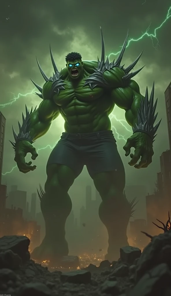 "The Hulk, fully merged with the Riot symbiote, towers as a monstrous ...