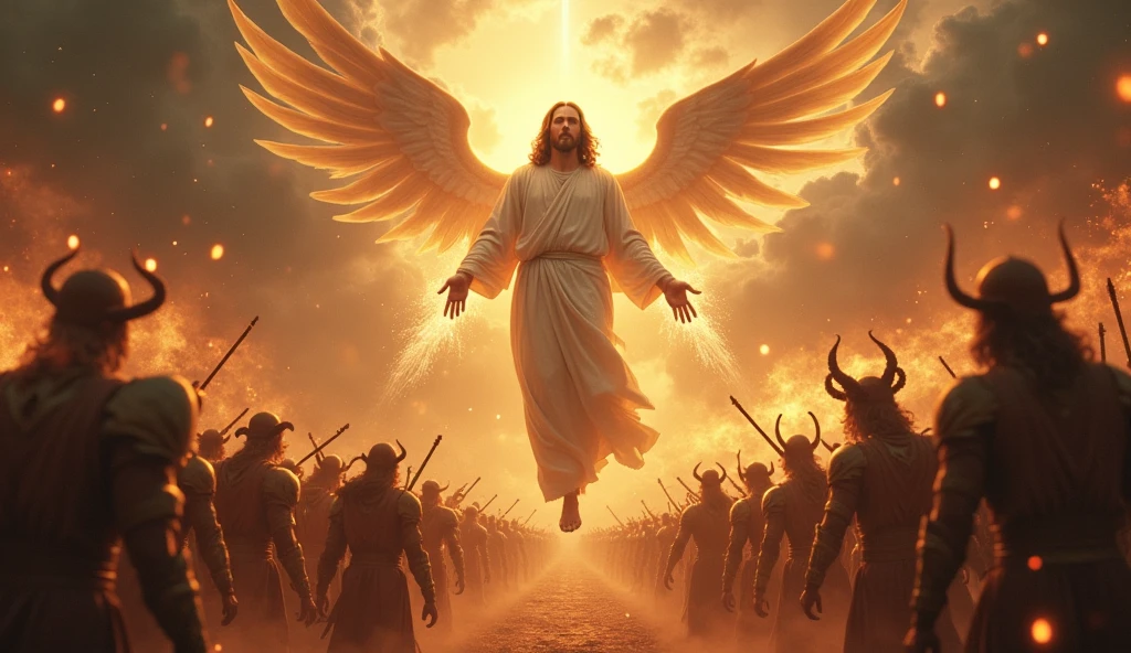 Create a picture of the apocalypse Jesus of Nazareth coming down to ...