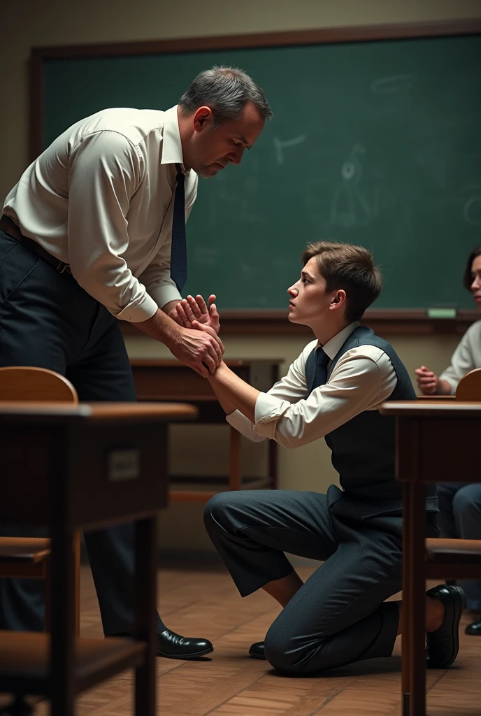 Teacher Punishes a Student for Kneeling and Striking His Hand with a ...
