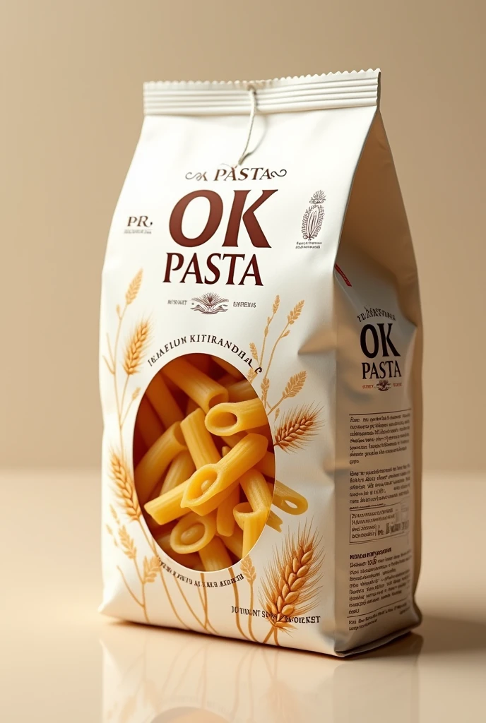 Design a premium plastic old style packaging for "OK Pasta" that ...