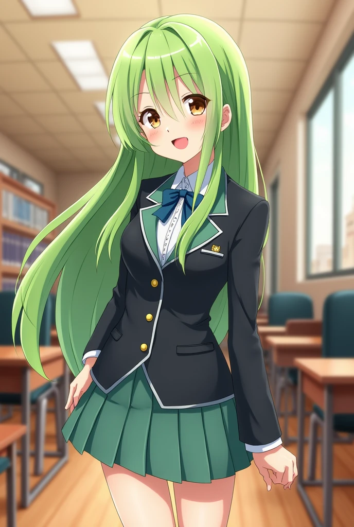 Mitsuri Kanroji in school uniform - SeaArt AI