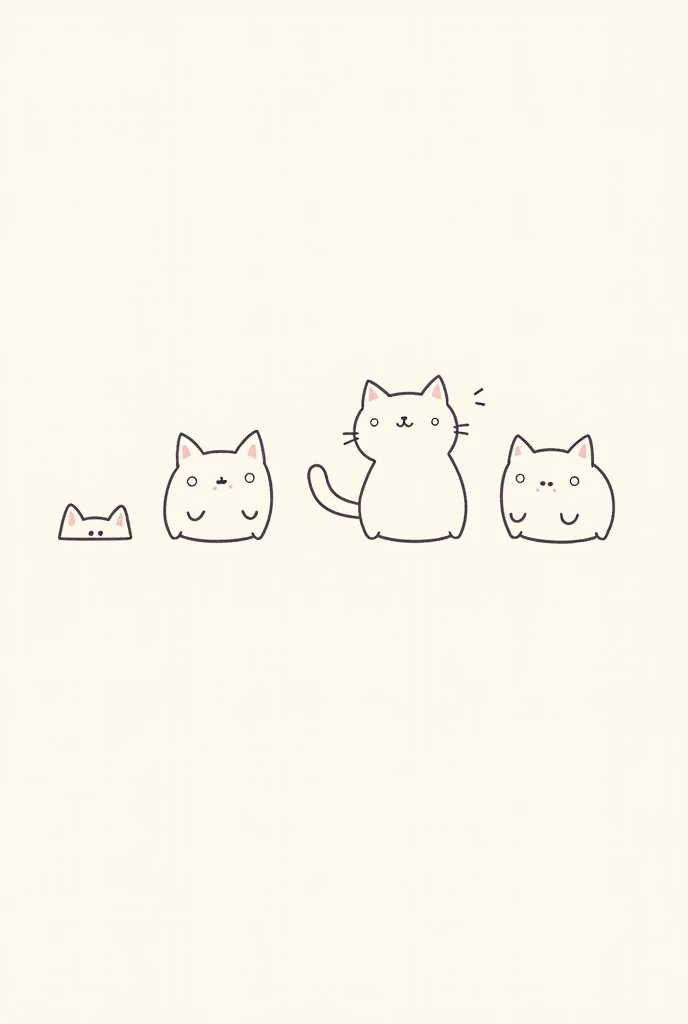 Cute Round Cat Line Stickers Show Various Emotions, Gestures - SeaArt AI