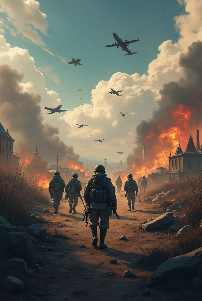 I want you to create an animated visual of the scenario of ww2 - SeaArt AI