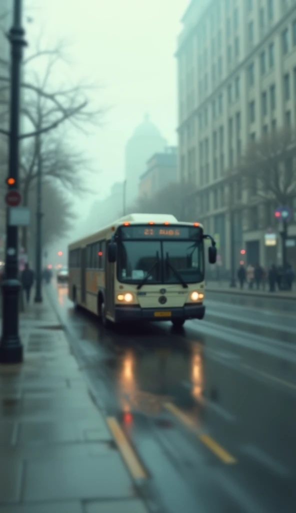 A slightly blurry bus without people. - SeaArt AI