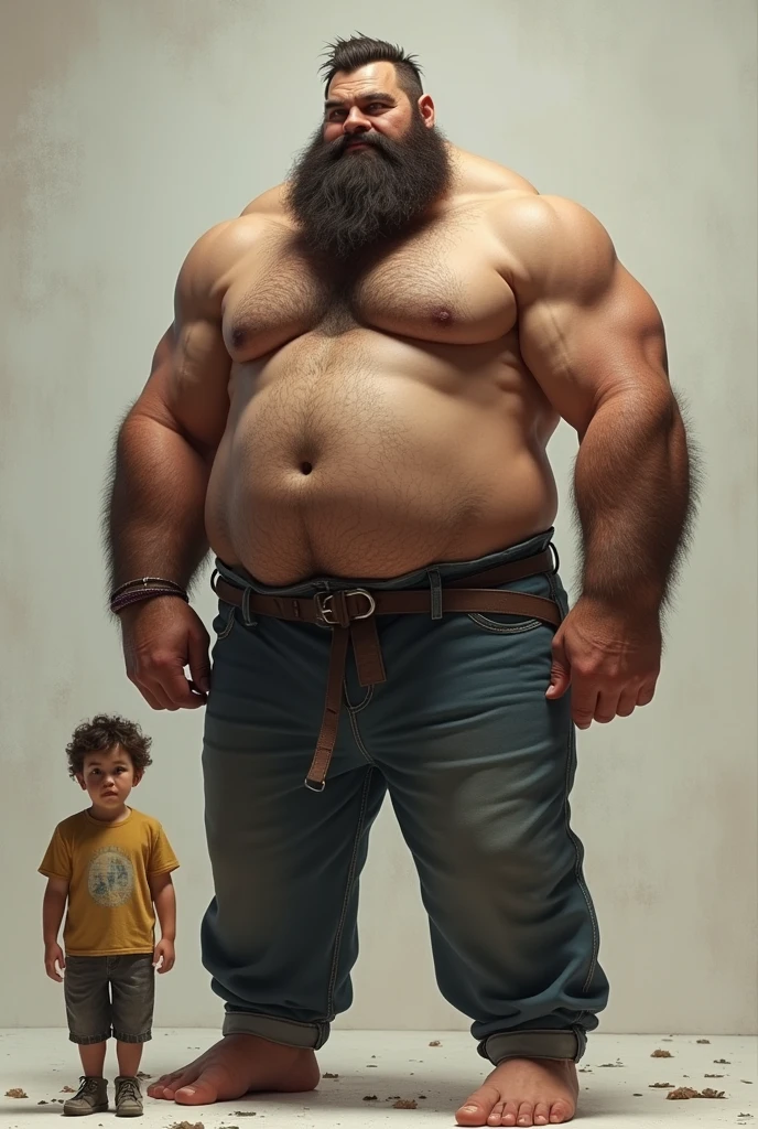 213 cm man with hair in his chest next to a 174 cm man - SeaArt AI