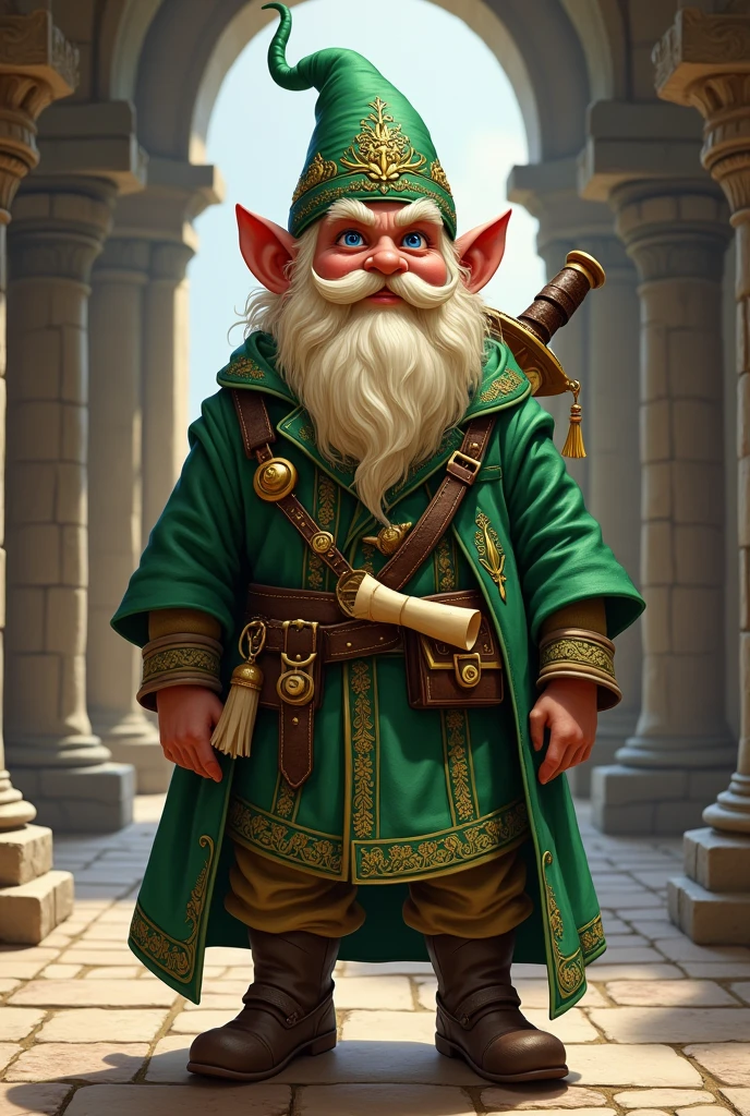 A bardo mountain gnome , RPG style Dungeons and Dragons, with dark blue ...