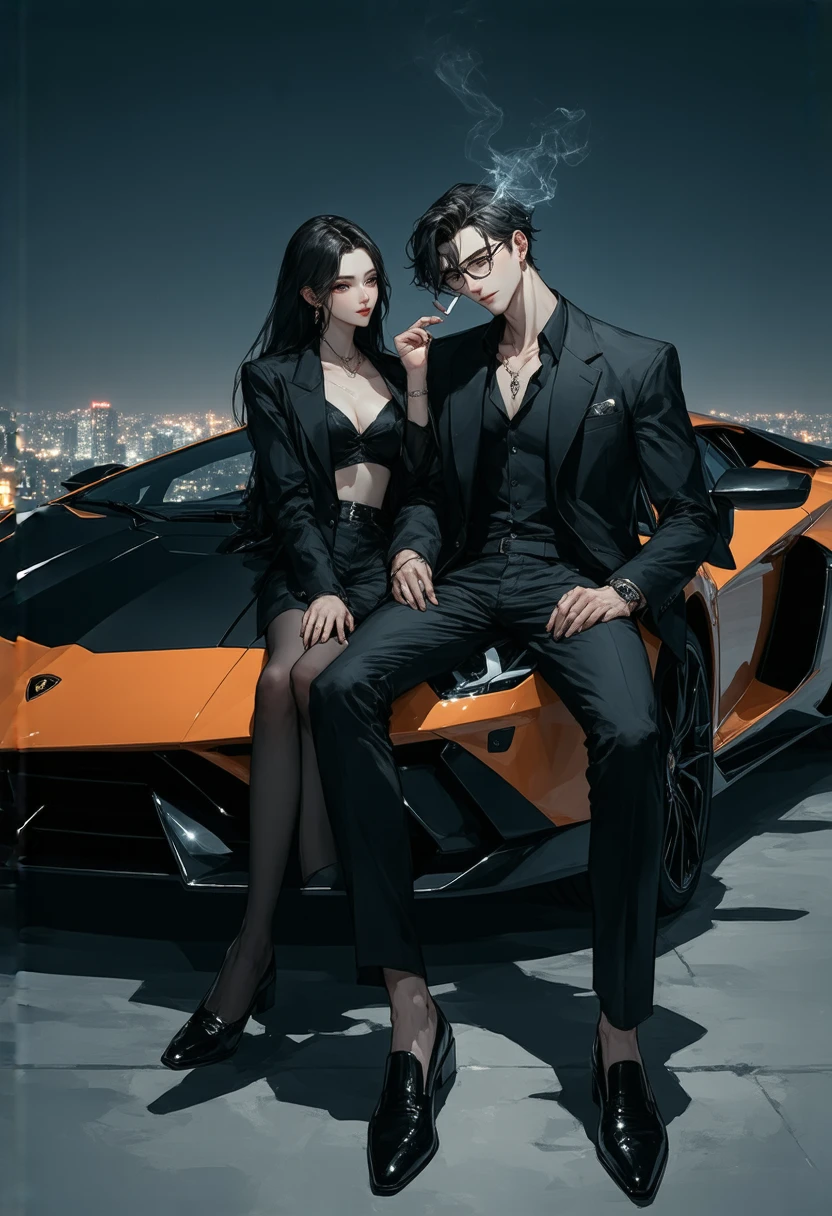 A cinematic poster-style webtoon of a beautiful and handsome couple in ...
