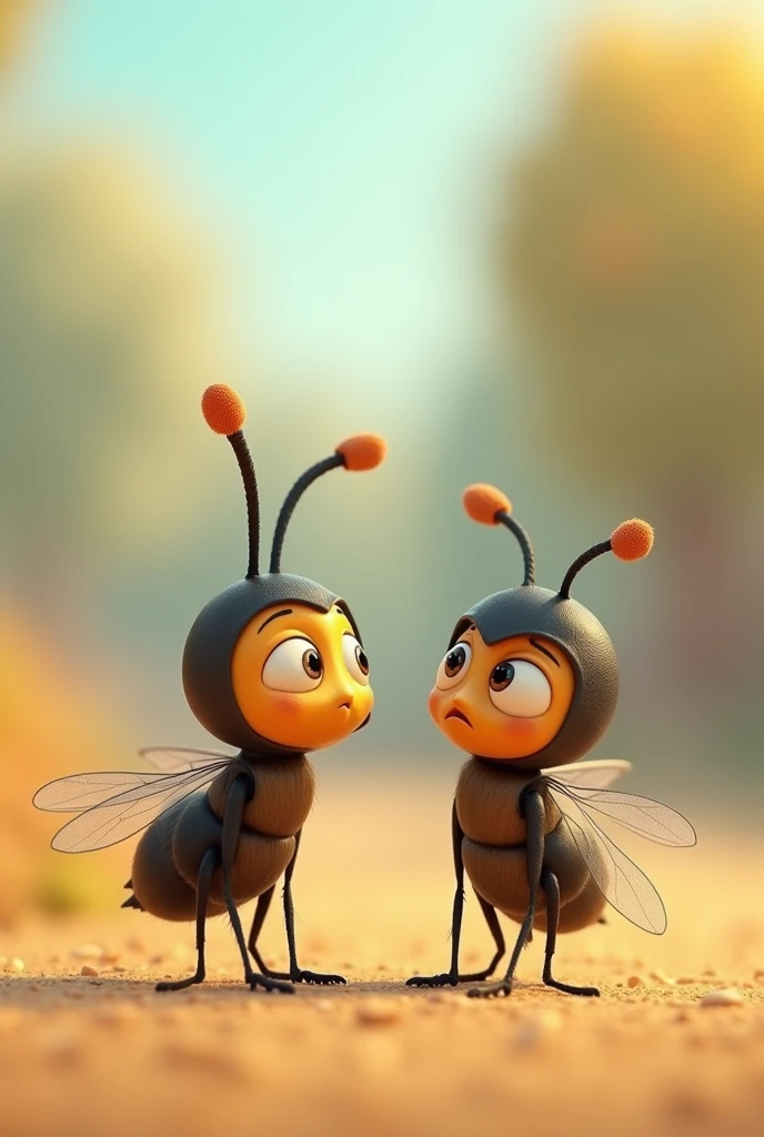 A fly's sister, looking concerned, talking to the sad fly. The sister ...