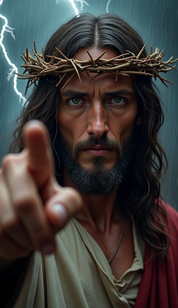 Ultra-realistic 8K image of Jesus looking directly at the camera with a ...